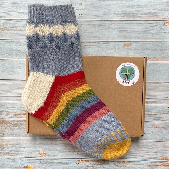 Knitting Kit Love the Rain Socks Knit Your Own Cuff Down Socks Yarn Pattern Included to Knit 1 Pair up to UK Size 8 in 4 Ply Yarn Etsy UK