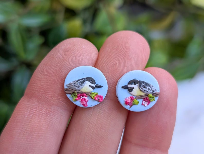 Chickadees Through the Seasons Earrings | Hypoallergenic Titanium ...