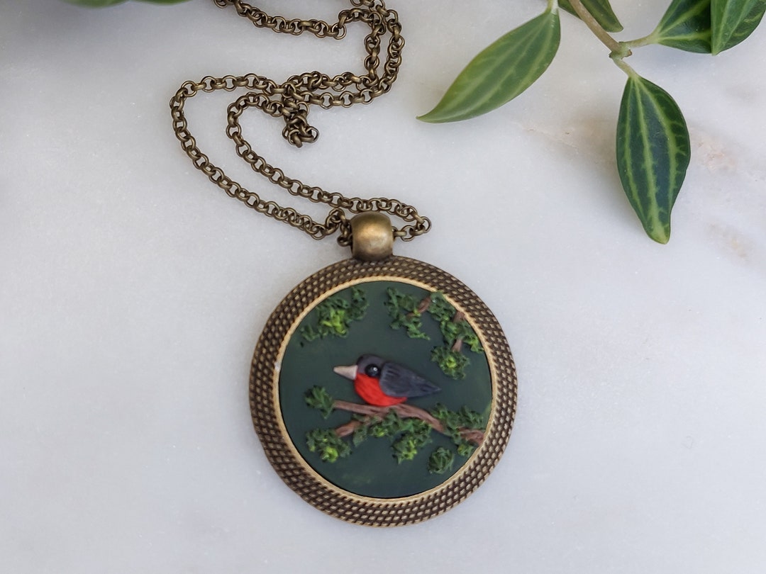 American Robin Pendant Necklace Antique Bronze Jewelry Gift for Bird ...