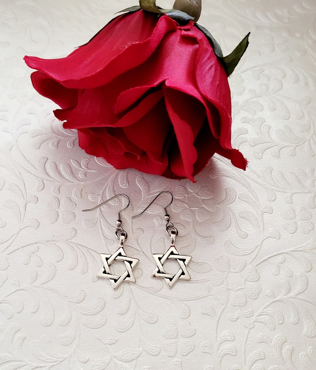 Silver Star of David Earrings. Star of David Charm. Nickel Free Ear ...