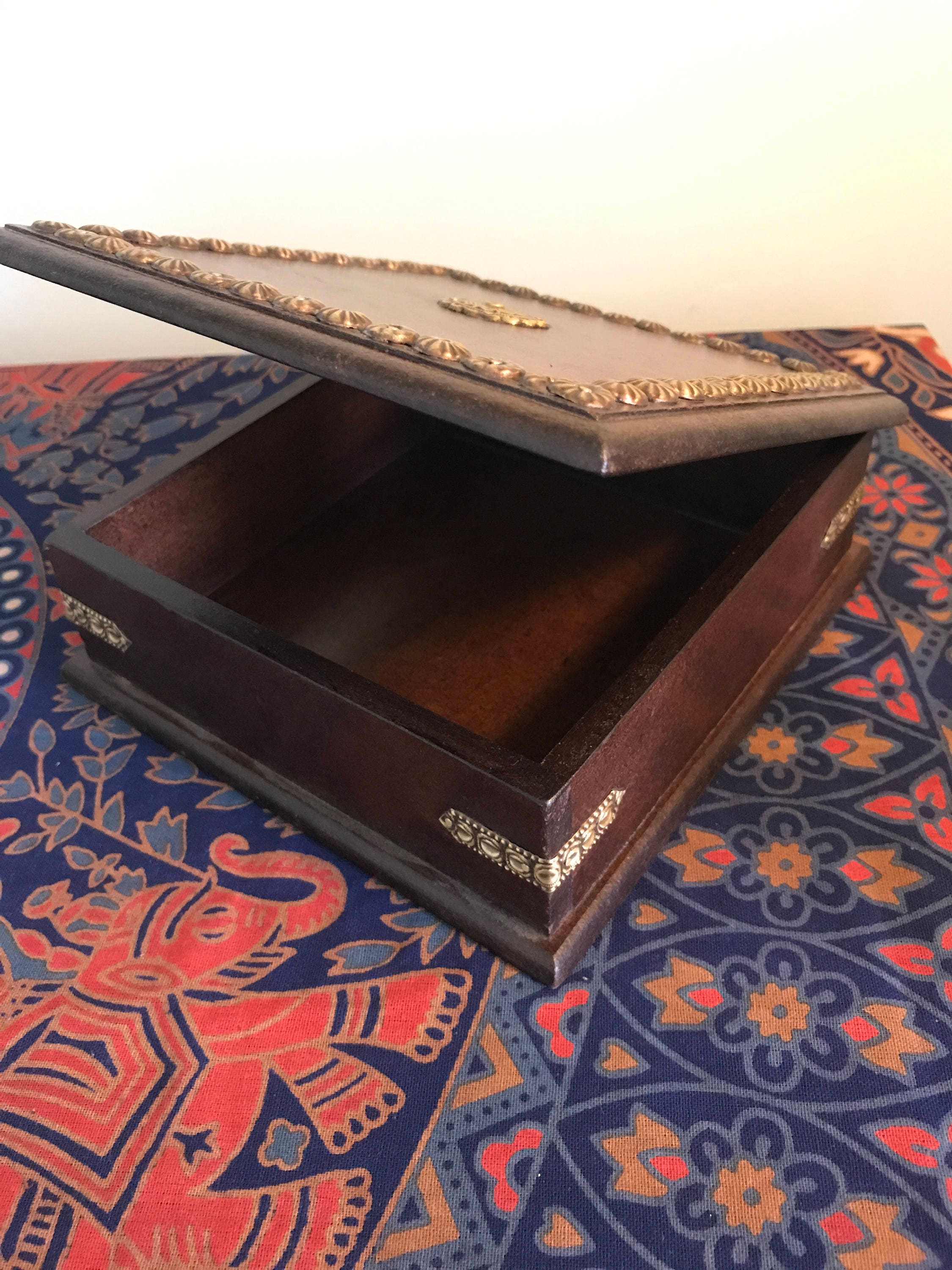 Handcrafted Wooden Box With Detailed Top - Etsy