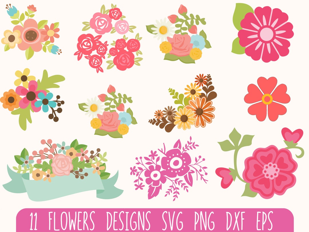 Wildflowers SVG Bundle, Floral Bundle Svg, Flower Sketch, Bouquet Svg ...