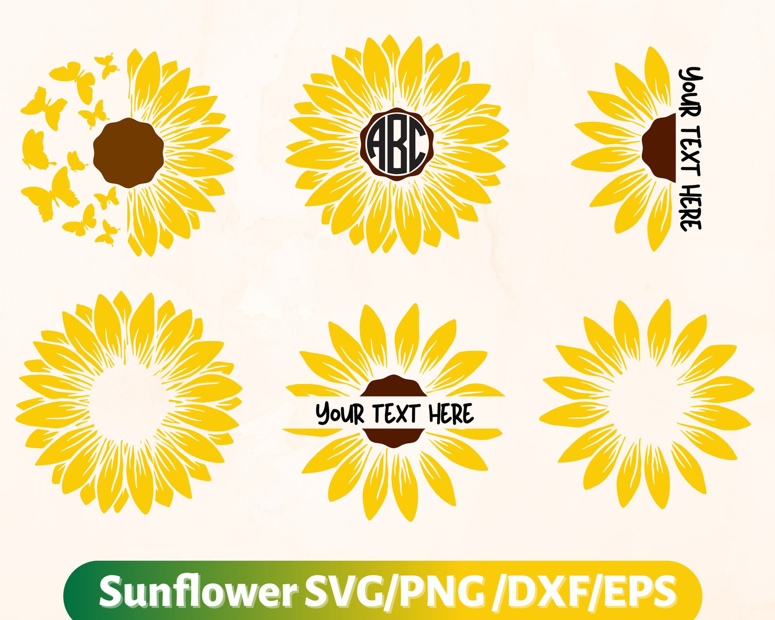 Sunflower Svg Sunflower Svg Files Floral Svg Half Sunflower - Etsy