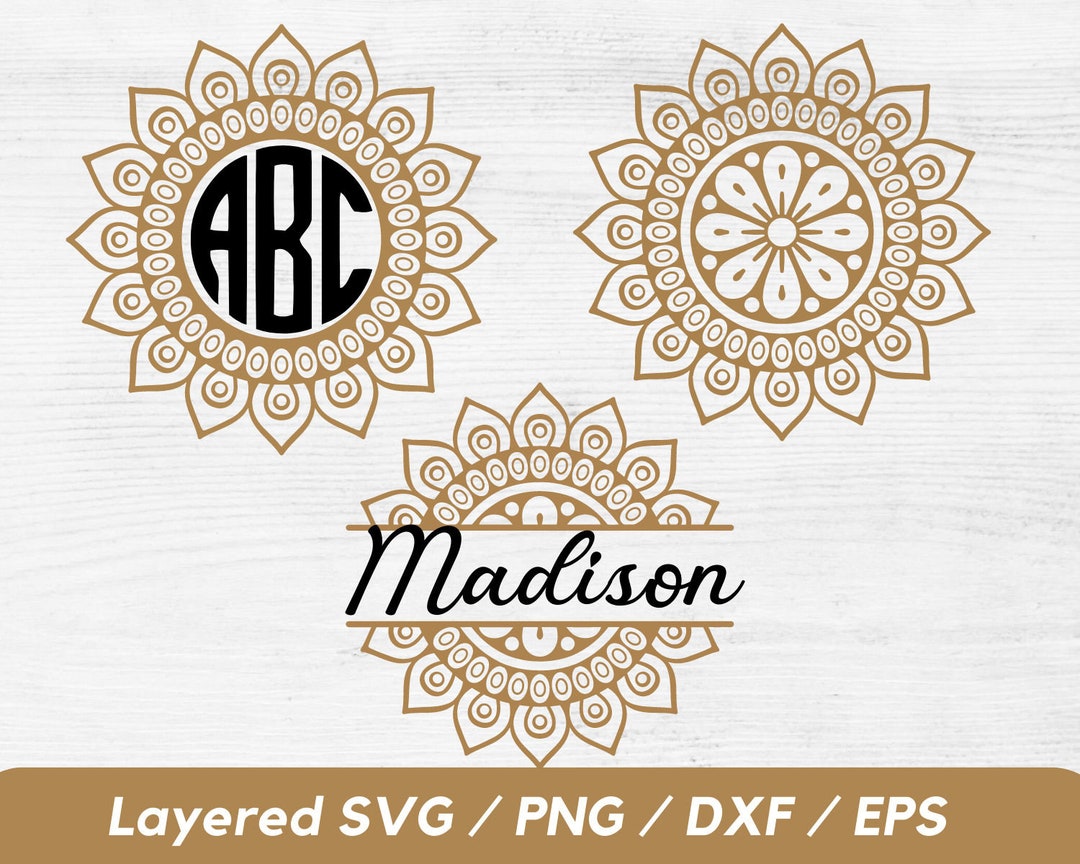 Mandala Monogram SVG, Mandala SVG, Mandala PNG, Flower Monogram Svg ...