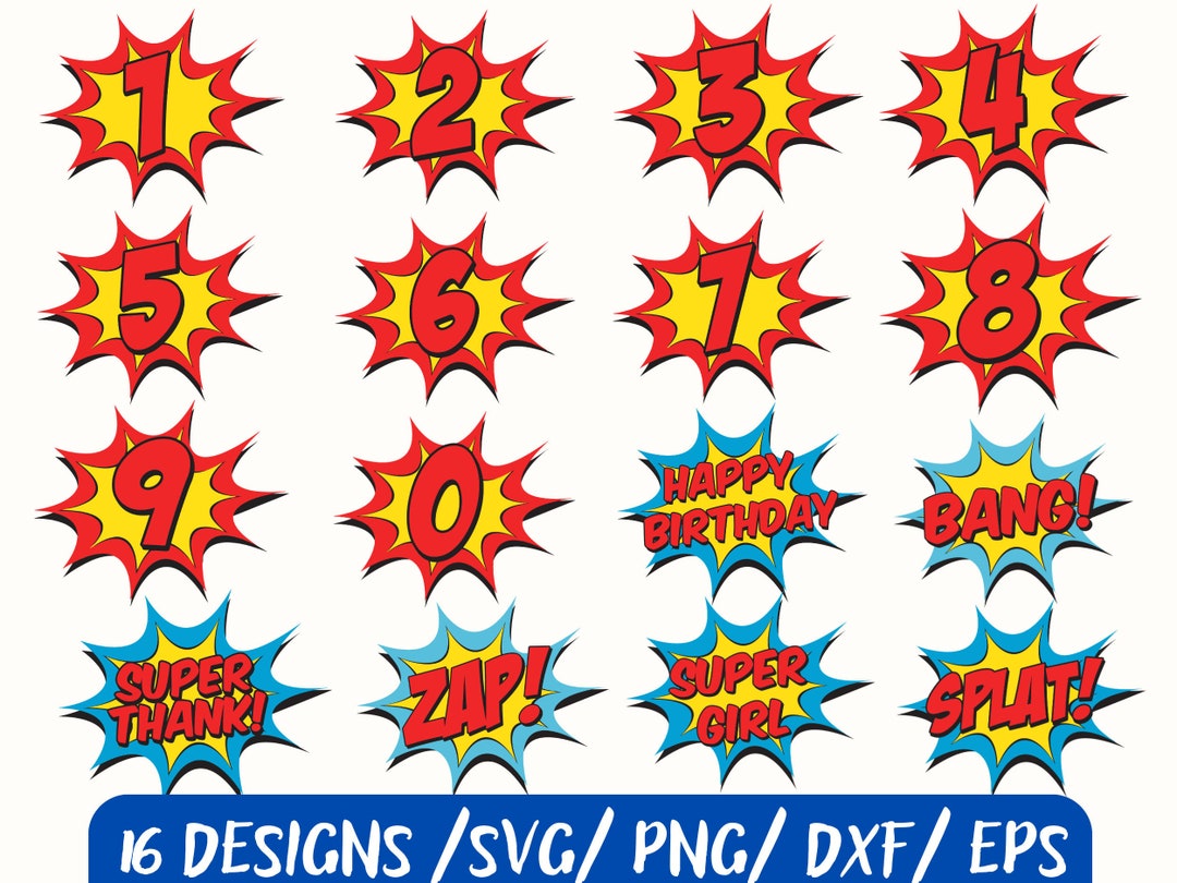 Comic Style Numbers Action Bubbles, Comic Cartoon Style, Birthday ...
