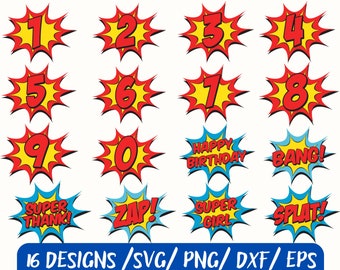 Comic Style Action Bubbles, Comic Cartoon Style, Birthday Bundle, Comic ...