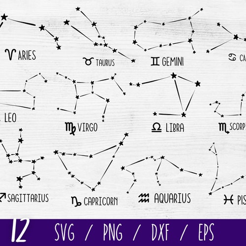 Star Zodiac Constellation SVG Zodiac Signs SVG Bundle Zodiac - Etsy