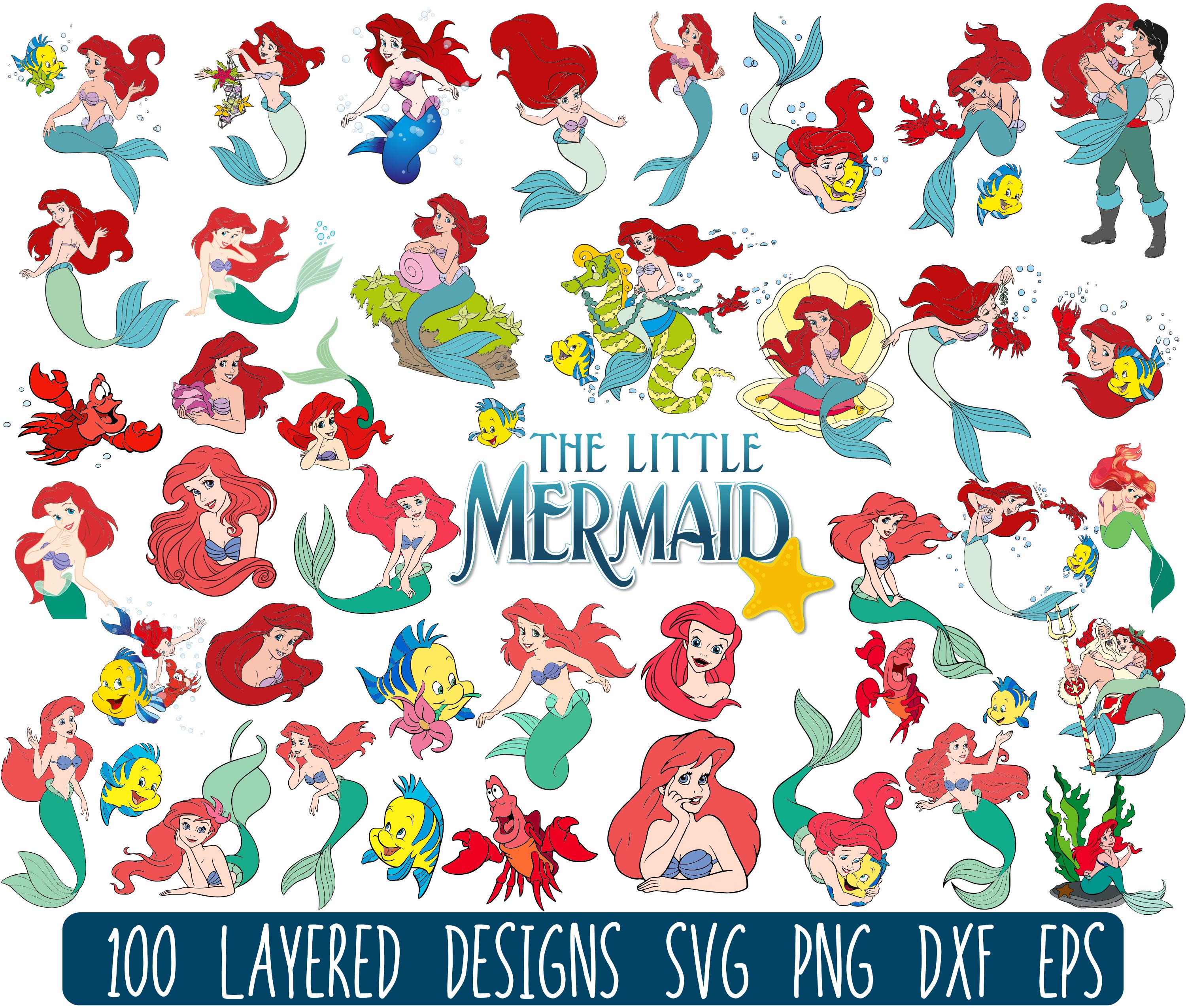 Bundle of 100+ the Little Mermaid SVG File for Cricut, the Little ...
