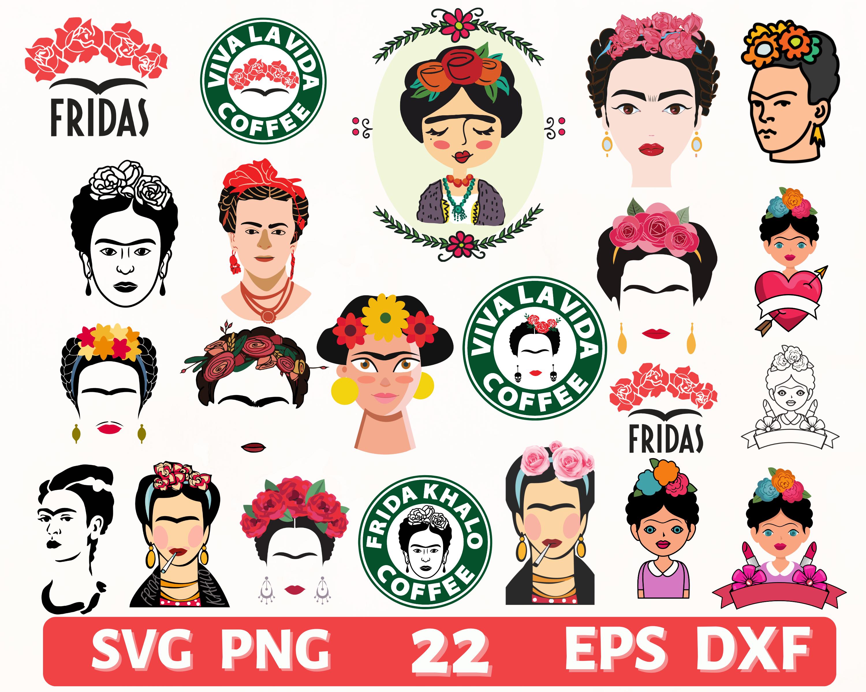Bundle of 22 Frida Kahlo SVG, Frida Khalo Png, Frida Kahlo Gift, Frida ...
