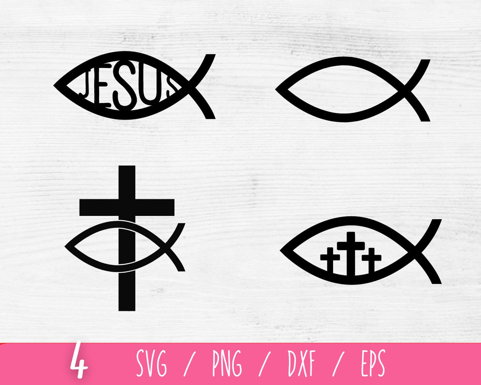 Jesus Fish SVG, Christian Fish SVG, Jesus Fish Clipart, Jesus Fish ...