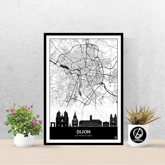 Affiche de Dijon Carte de Dijon Poster Affiche Art Print | Etsy