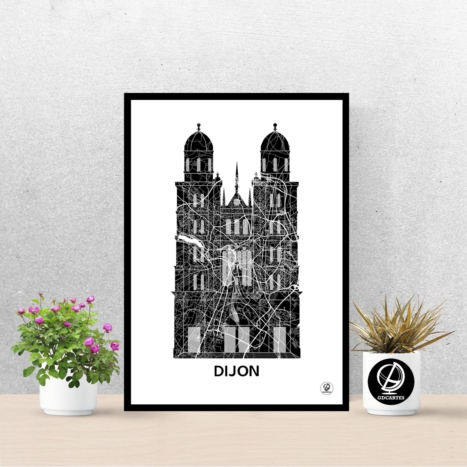 Poster Monument de Dijon Carte de Dijon Affiche Art Print | Etsy