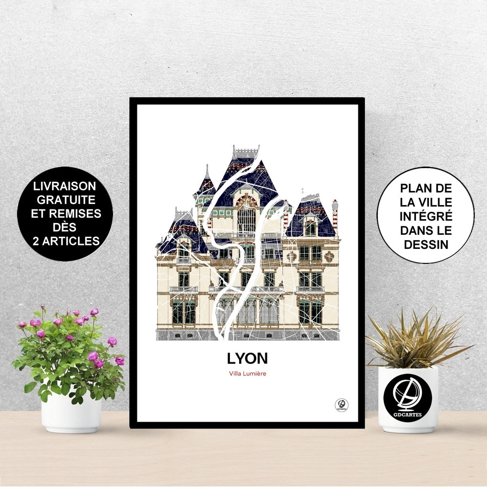 Lyon Poster Lyon Map Poster Poster Art Print Map - Etsy