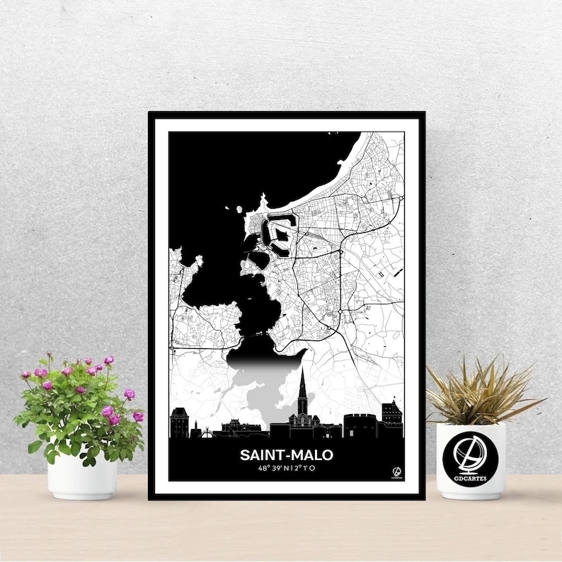 Saint-malo Skyline Poster, St-malo Map, Poster, Art, Brittany, Map ...