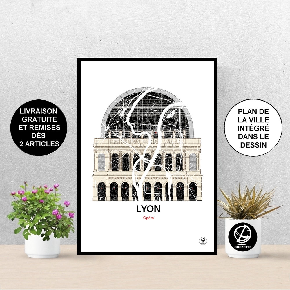 Affiche de Lyon Carte de Lyon Poster Affiche Art Print - Etsy France