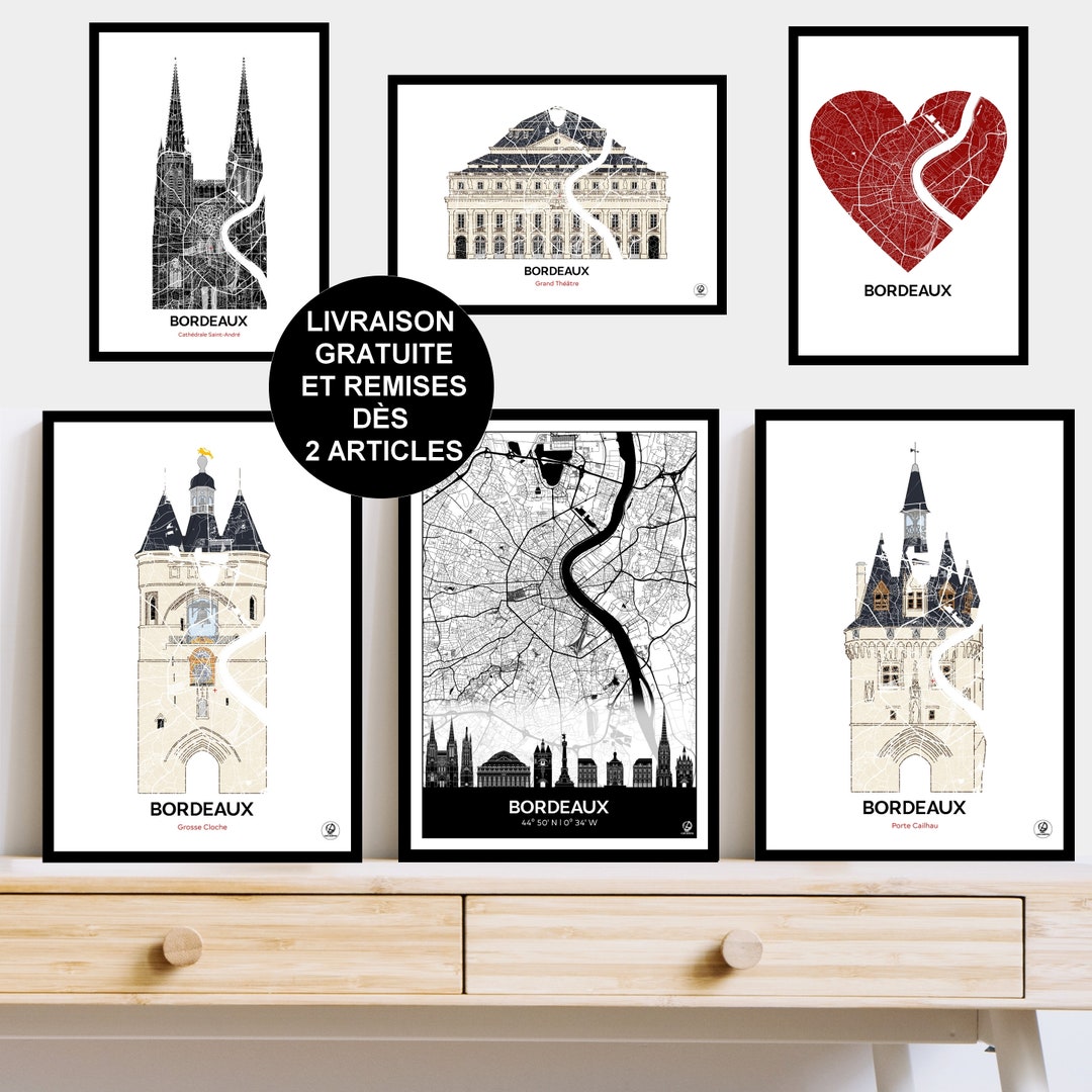 Bordeaux Poster, Bordeaux Map, Poster, Art, Print, Map, Print, Deco ...