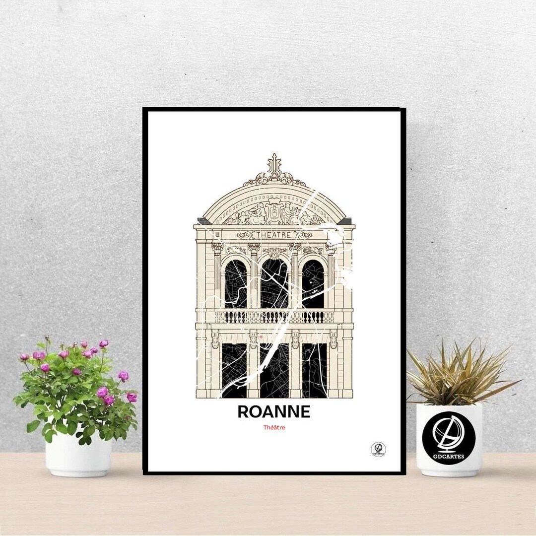 Roanne Poster, Roanne Map, Theater, Poster, Art, Print, Map, Impression ...