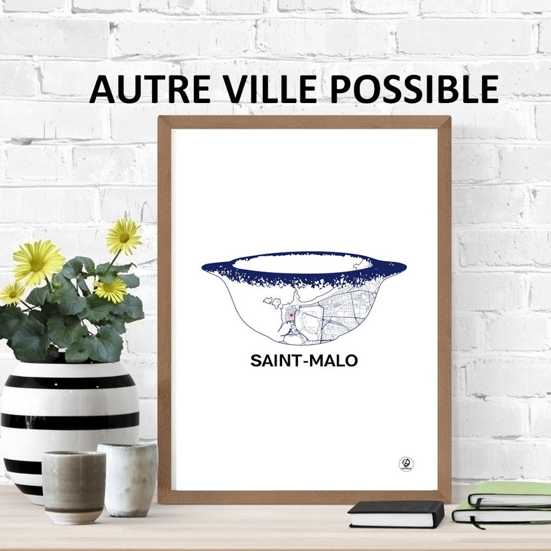 Personalized Brittany Poster, Breton Bowl, Map of St-malo, Brest ...