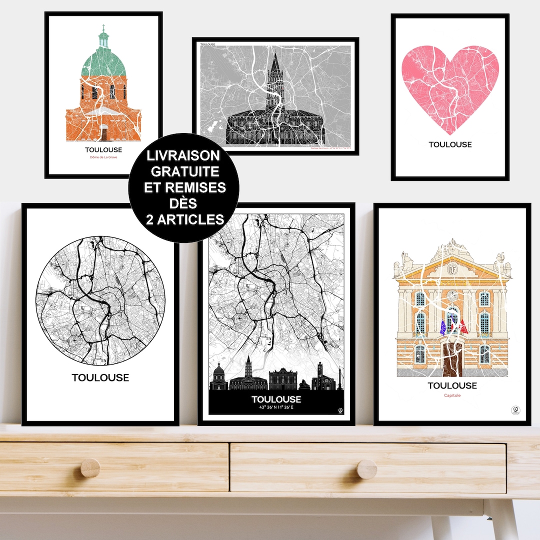 Toulouse Poster, Toulouse Map, Poster, Poster, Art, Print, Map ...