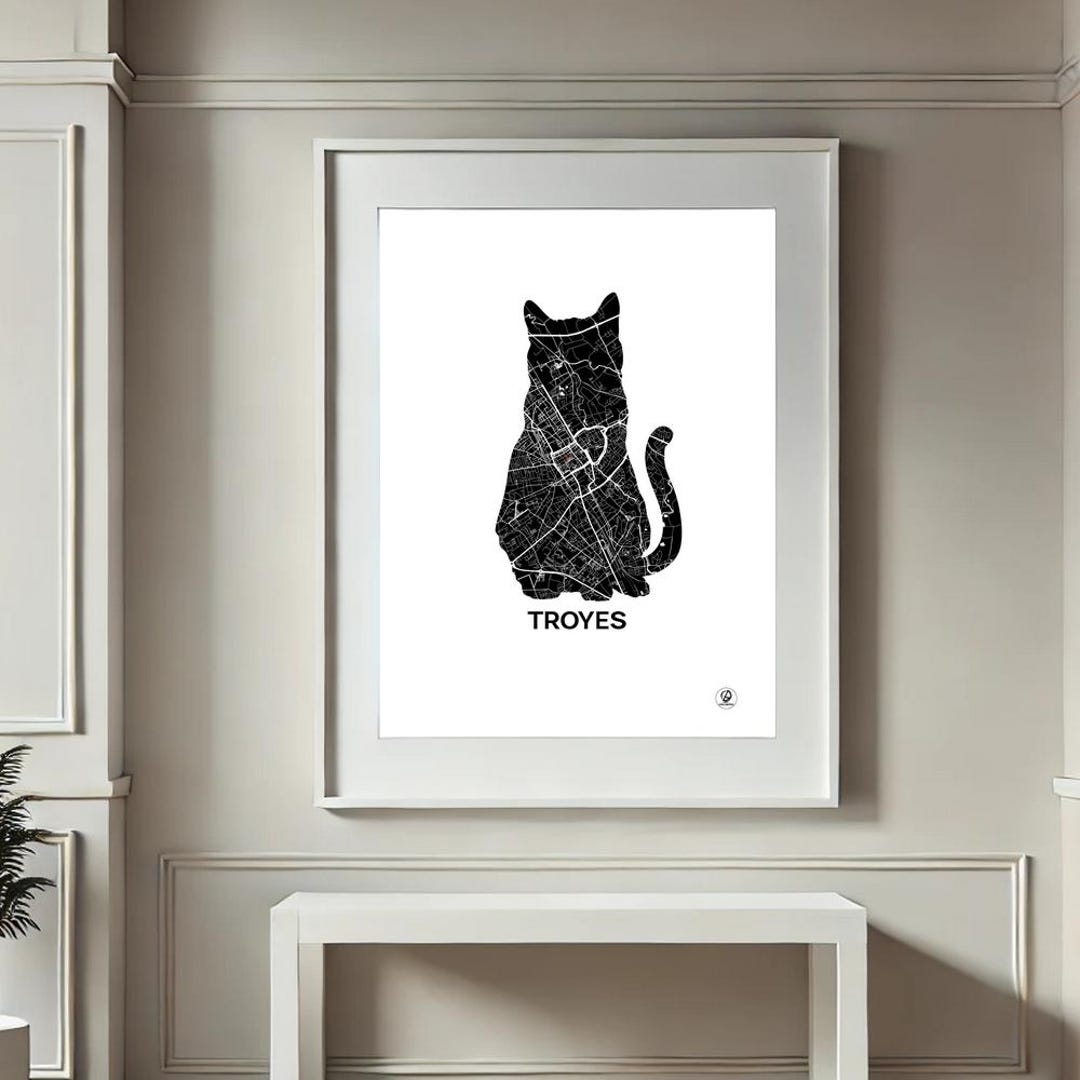 Poster von Troyes, Karte von Troyes, Ruelle des Chats, Poster, Kunst, Druck, Karte, Impression ...