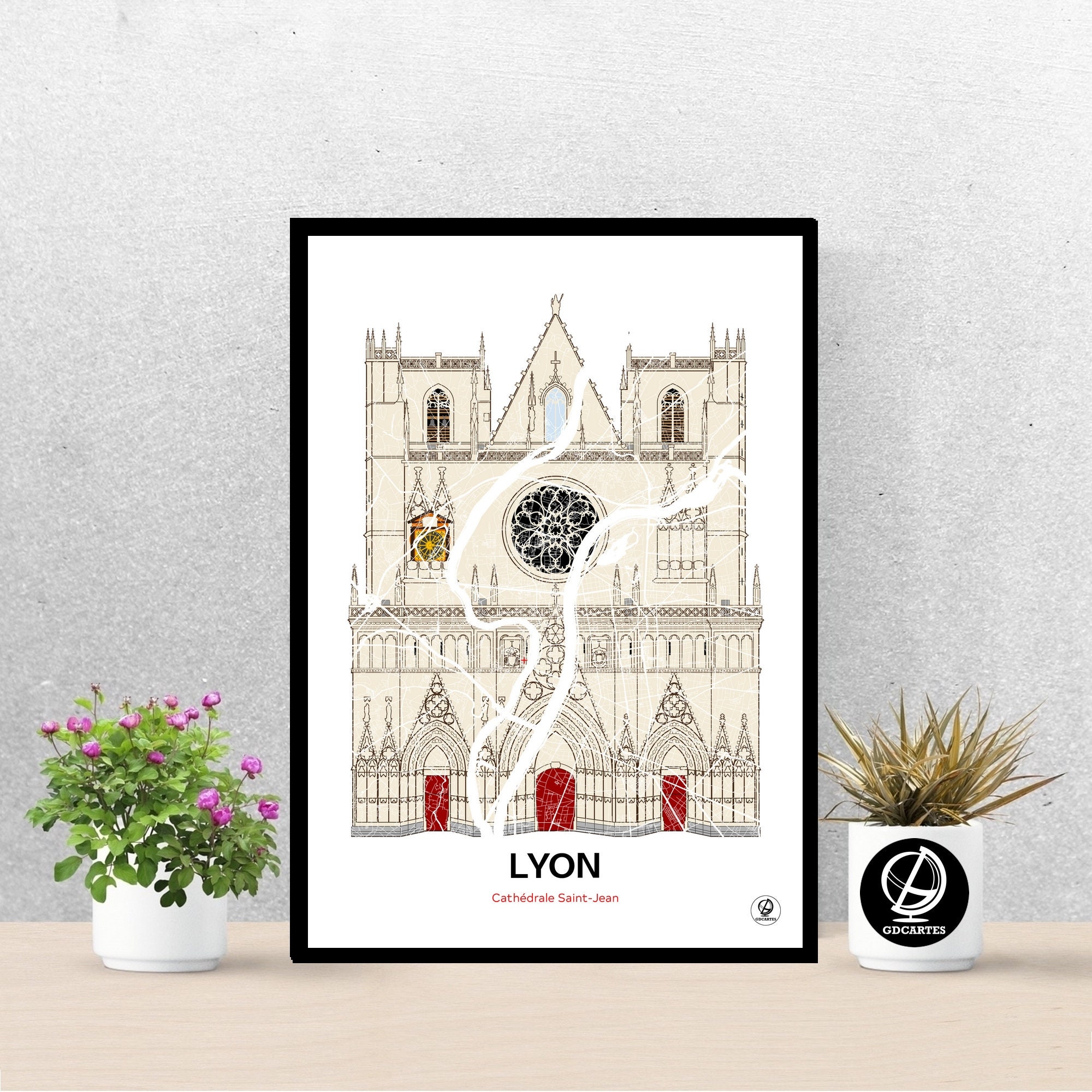 Affiche de Lyon, Carte de Lyon, Poster, Affiche, Art, Print, Map ...
