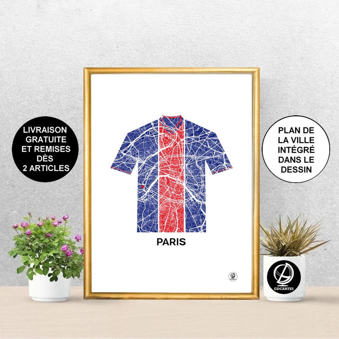 Poster Paris Map of Paris PSG Paris-saint-germain 1996 - Etsy