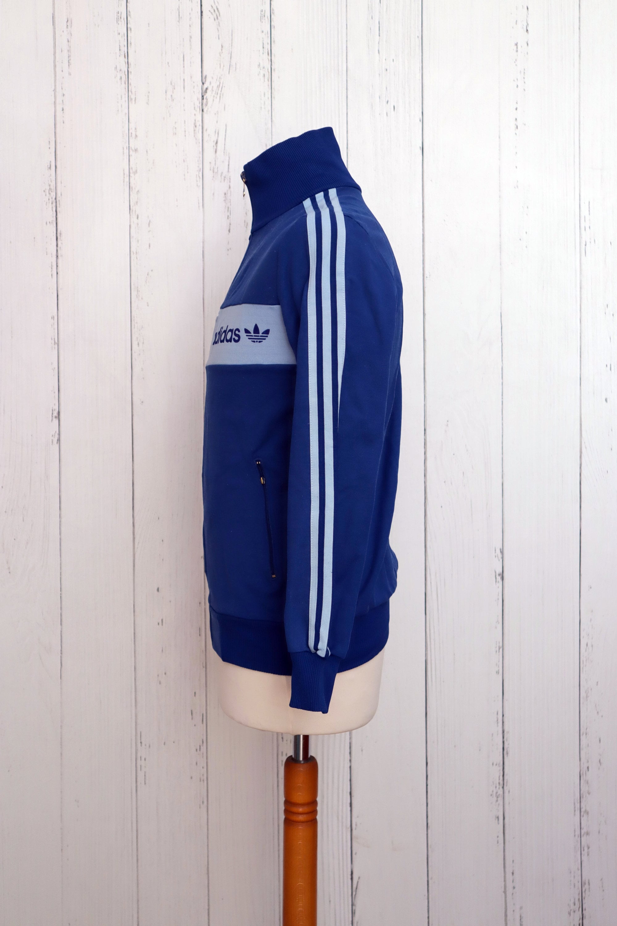 Mens Vintage Retro 80s Adidas TRACKSUIT TOP / Size XS Extra Small / Blue Color / Trackie Jacket ...