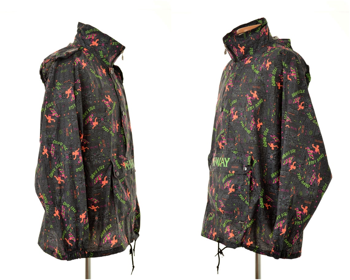 Rad 80s neon RAIN JACKET by K-WAY International / retro | Etsy
