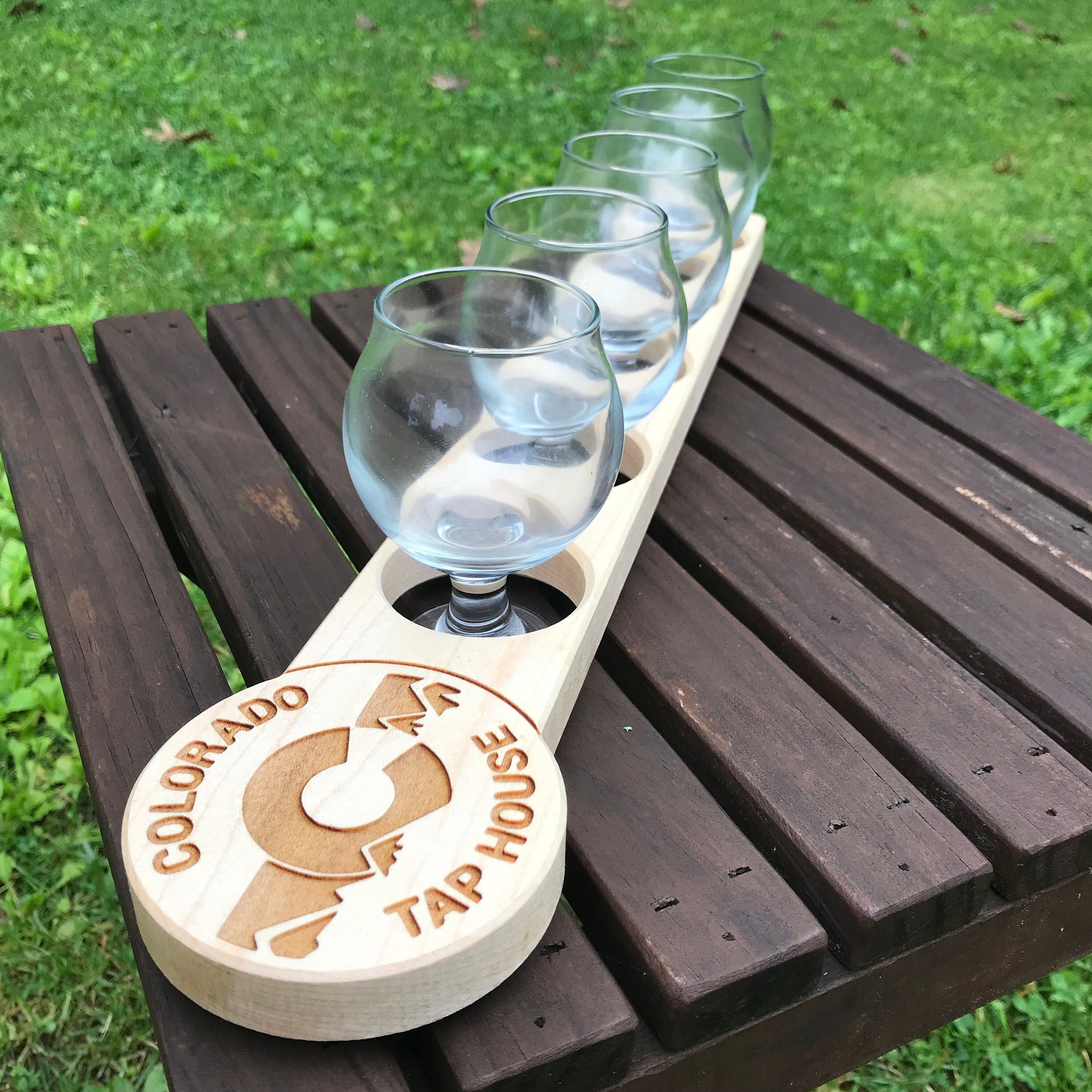 Personalized Flight Paddle - Add Your Logo - 2 Glass Options - 3 Wood ...