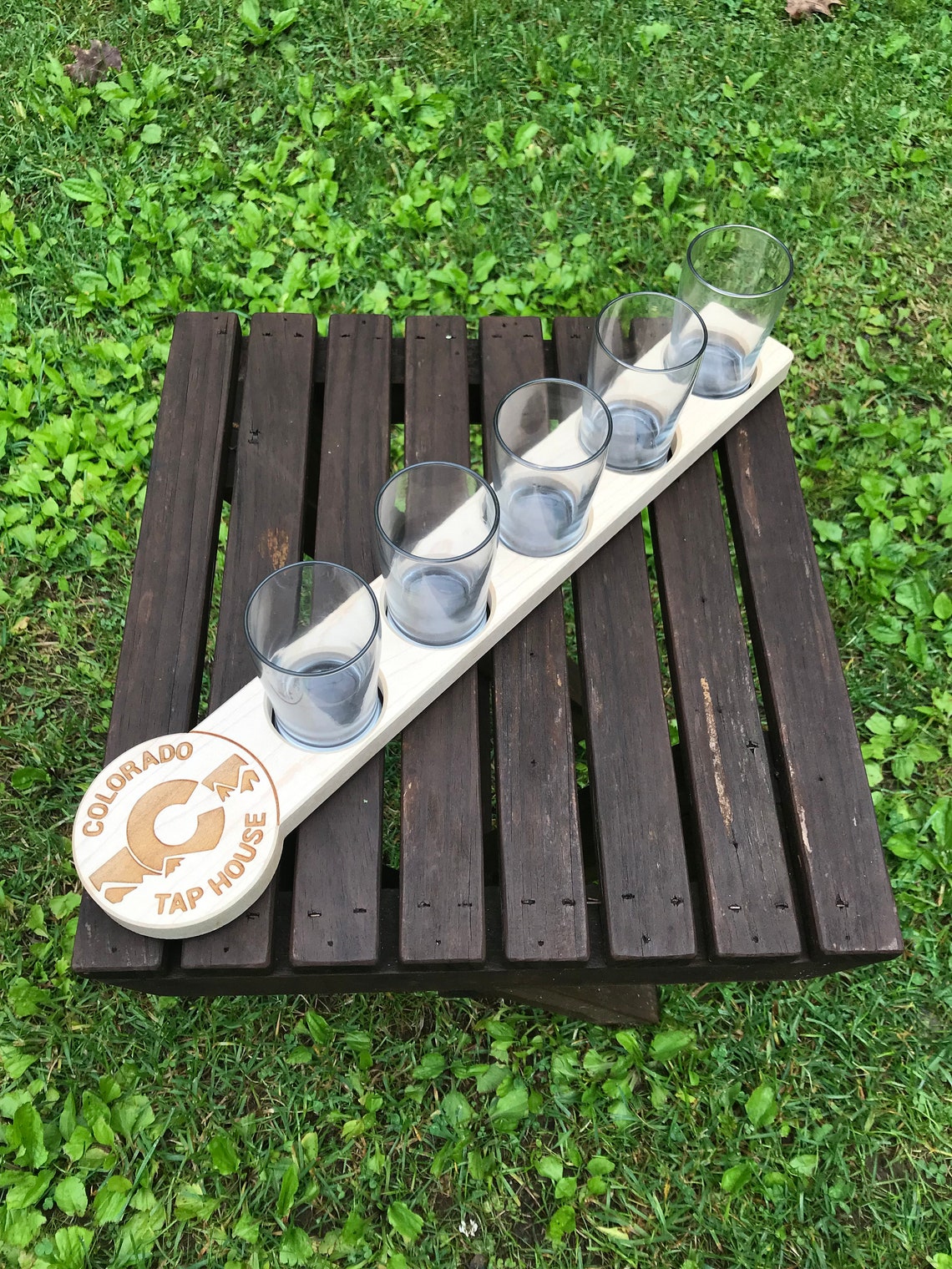 Personalized Flight Paddle - Add Your Logo - 2 Glass Options - 3 Wood ...