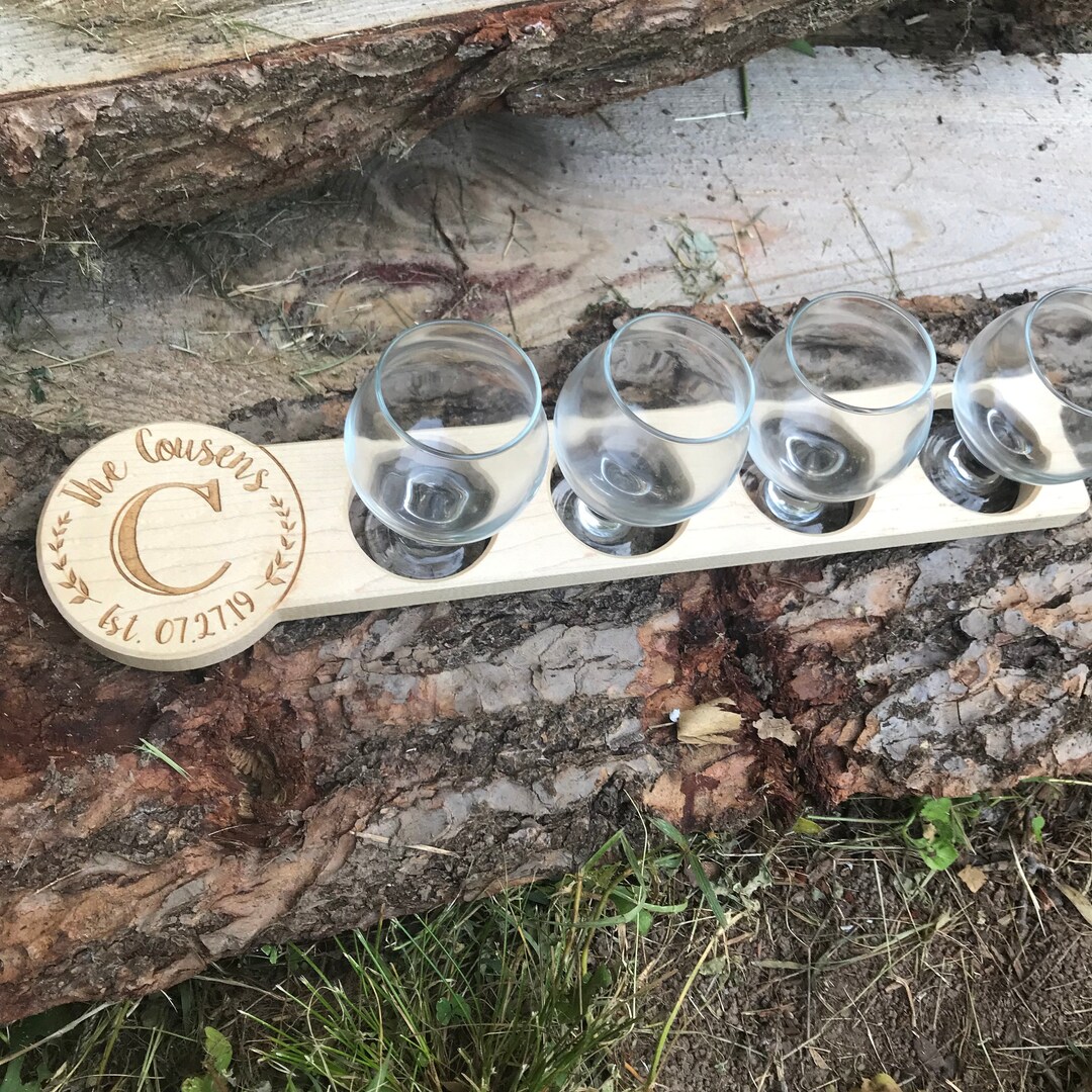 Personalized Flight Paddle - Add Your Logo - 2 Glass Options - 3 Wood ...