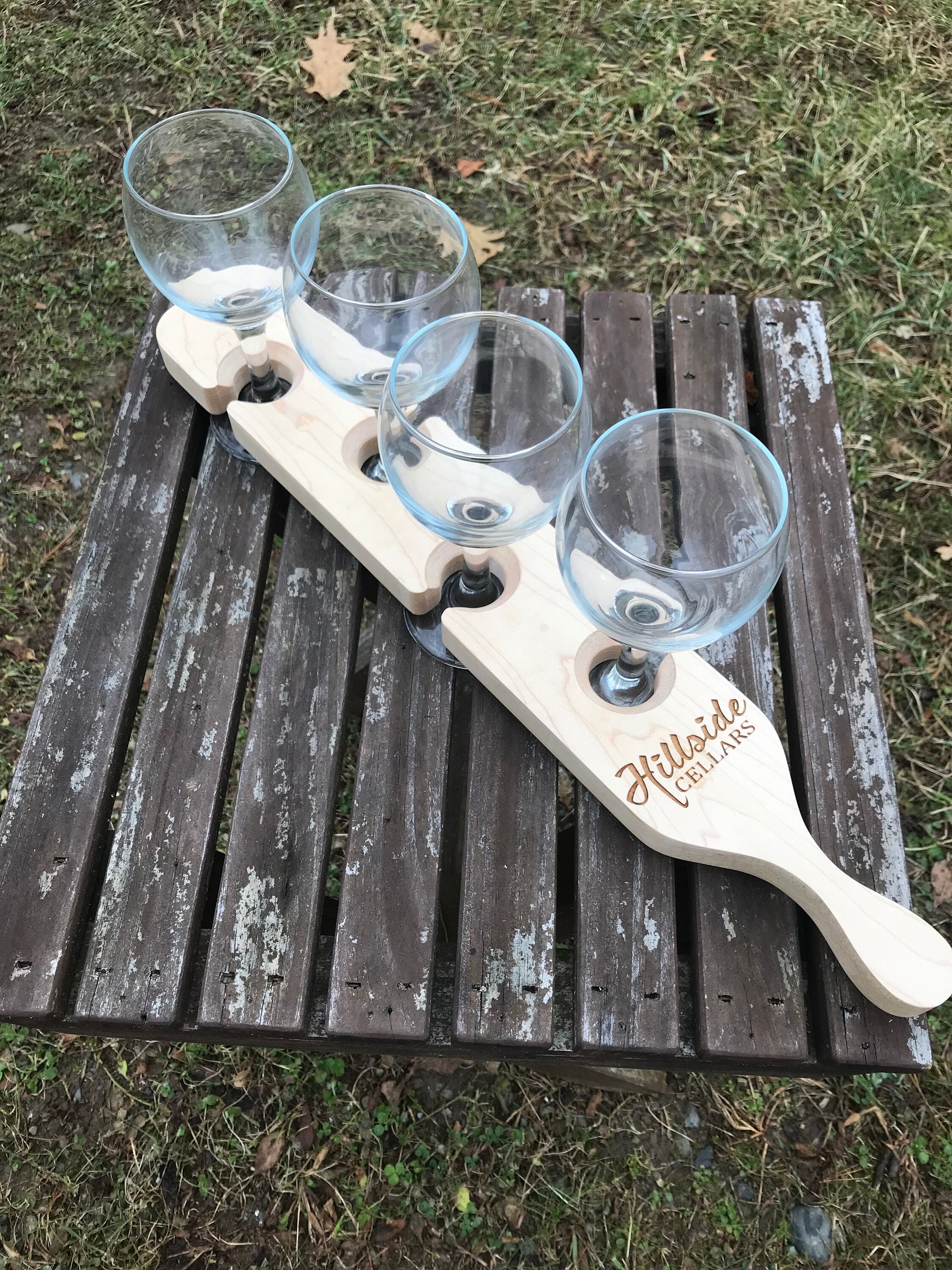 Personalized Wine Flight Paddle - Add Your Logo - 2 Wood Options - Wine ...