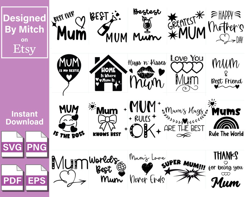 Celebrating Mum Svg Bundle Collection | Mum Celebration Pack | Cut ...