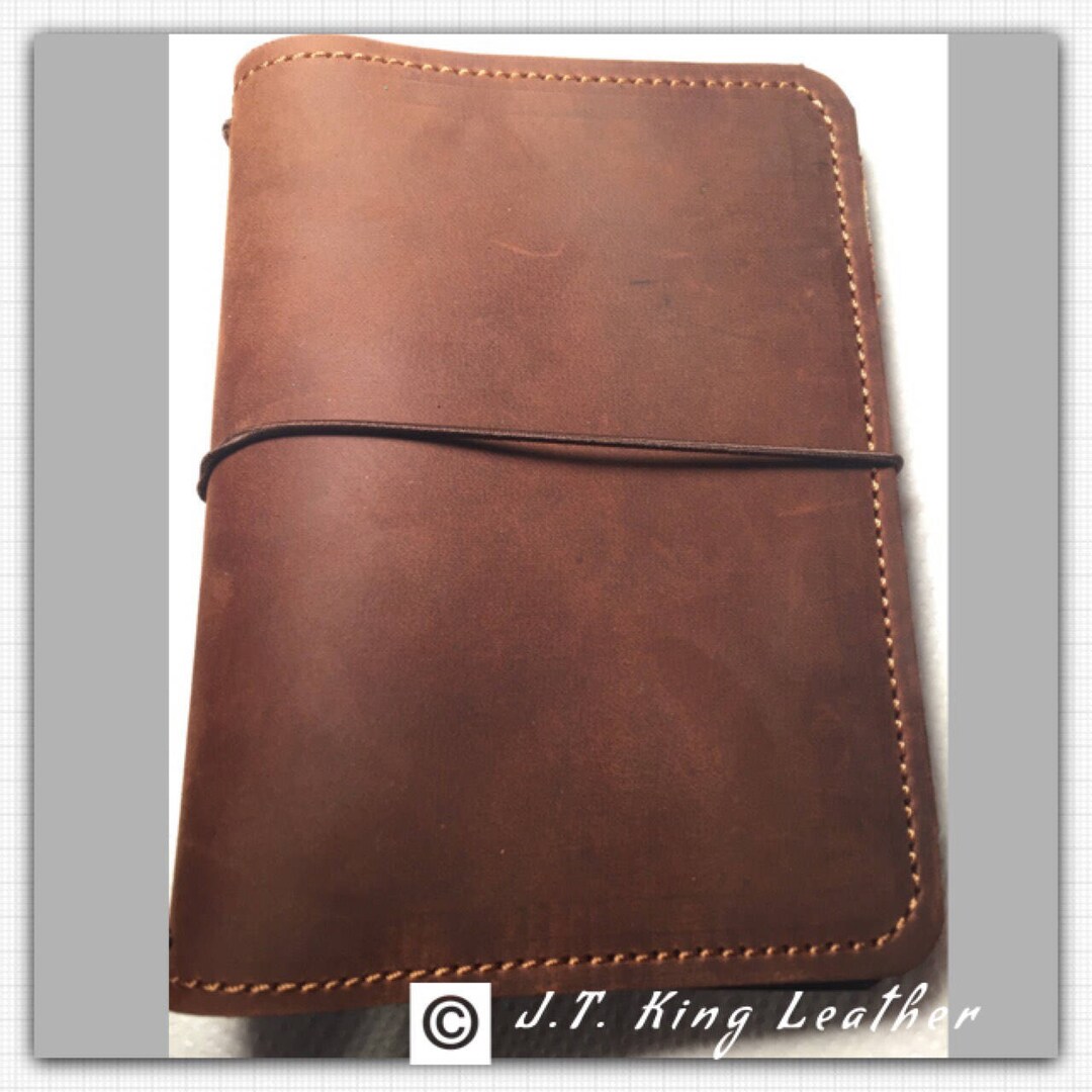 CUSTOM: Aged-rust Brown Rustic Cowhide Leather Traveler's Notebook ...