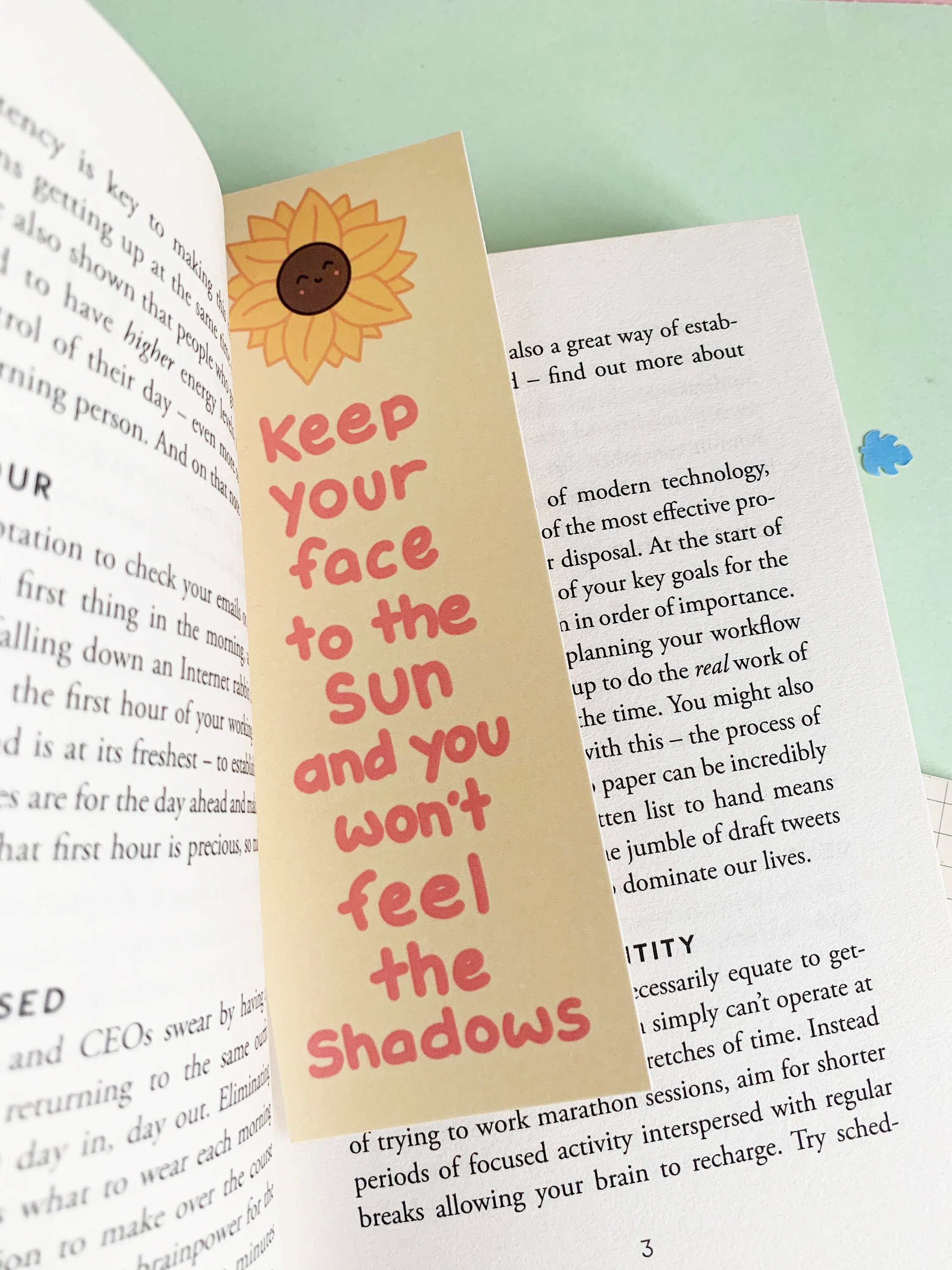 Sunflower Bookmark Sunshine Yellow Motivational Quote - Etsy