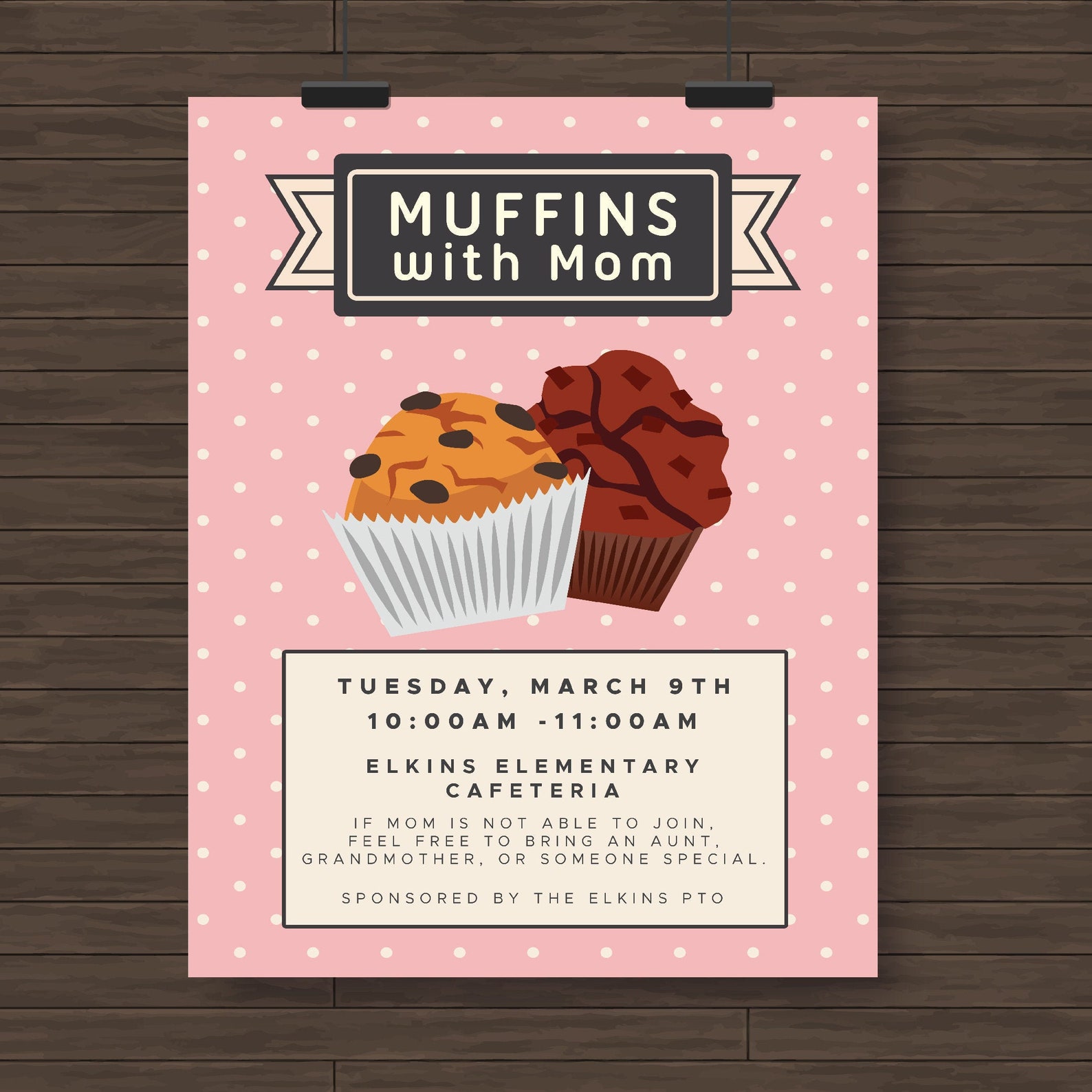Muffins With Mom Flyer Tama o De Carta 8 5x11 Event Flyer Etsy