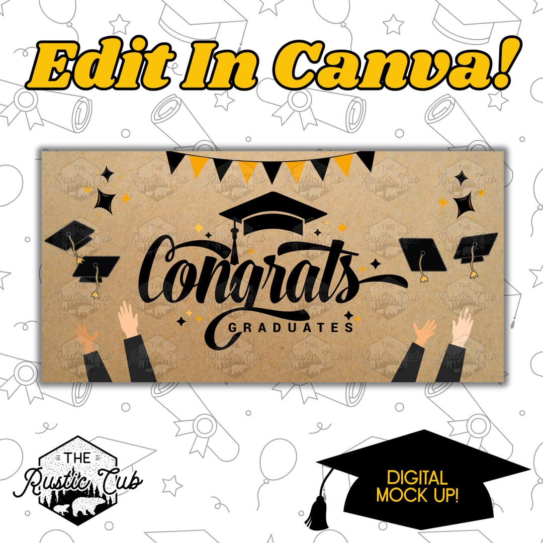 30x60 Graduation Banner | Congrats Graduate | Pennant | Cap | Editable ...