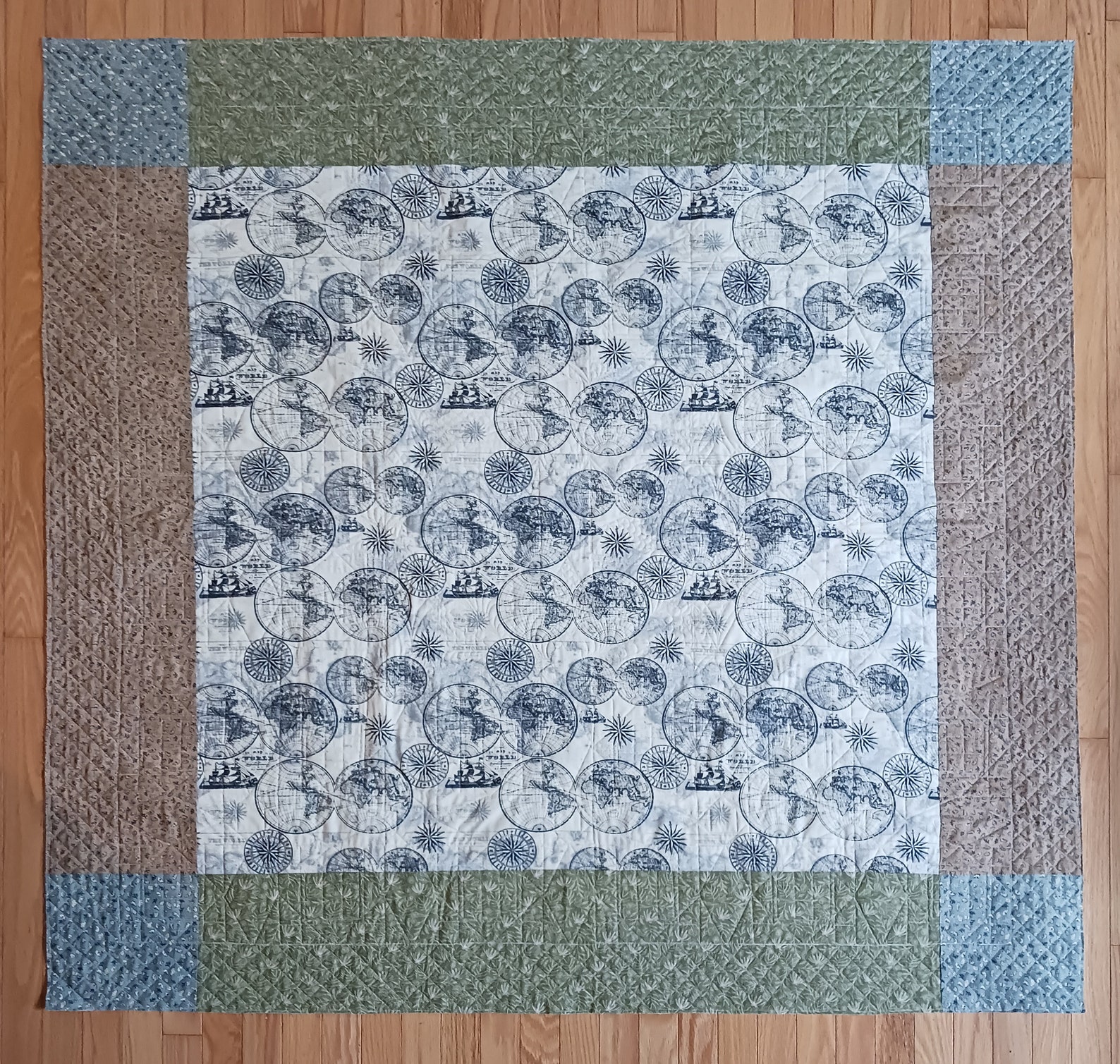 Custom Quilt "mariner" Storm at Sea Quilt With Mariner's Compass ...