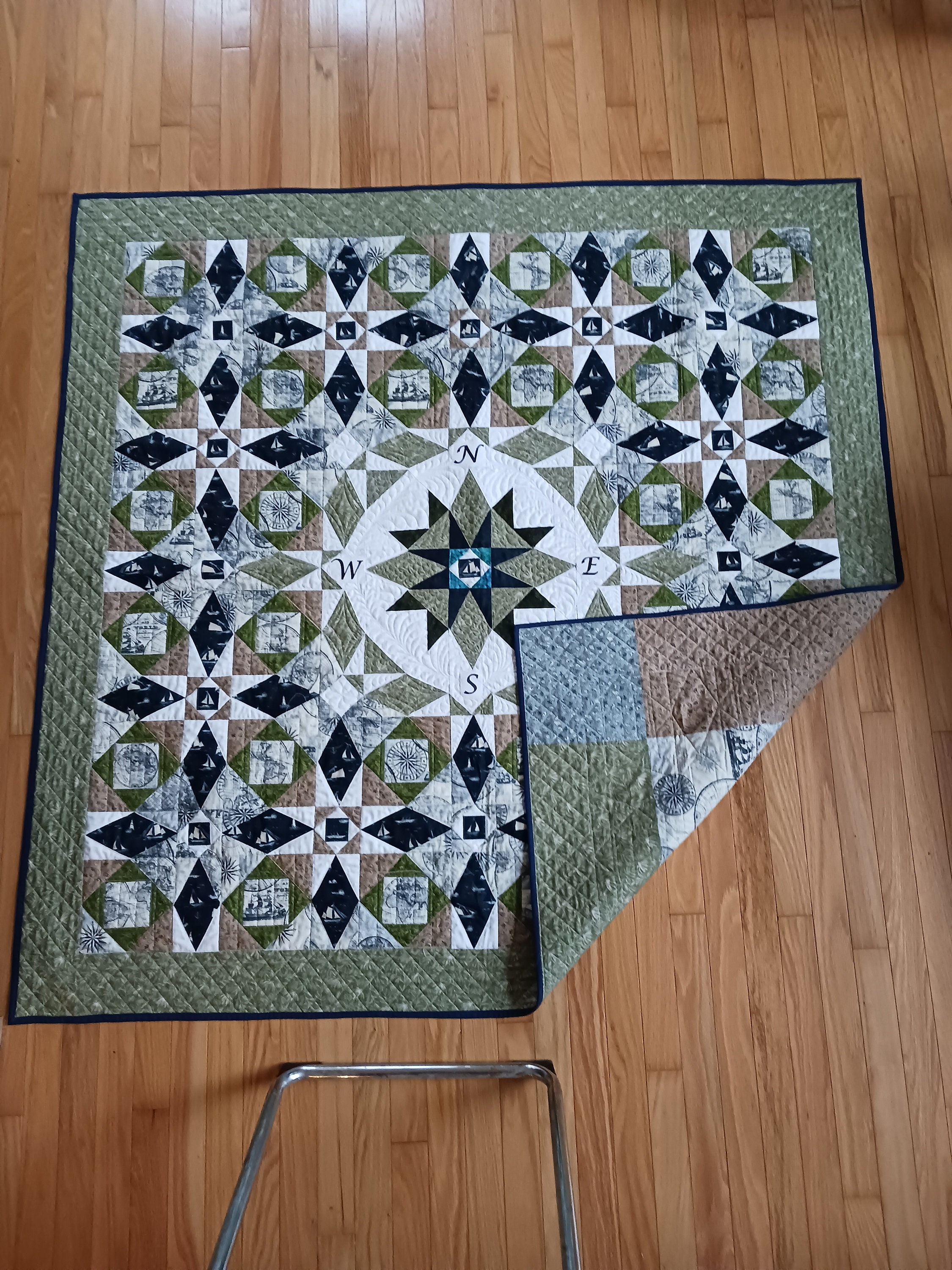 Custom Quilt "mariner" Storm at Sea Quilt With Mariner's Compass ...