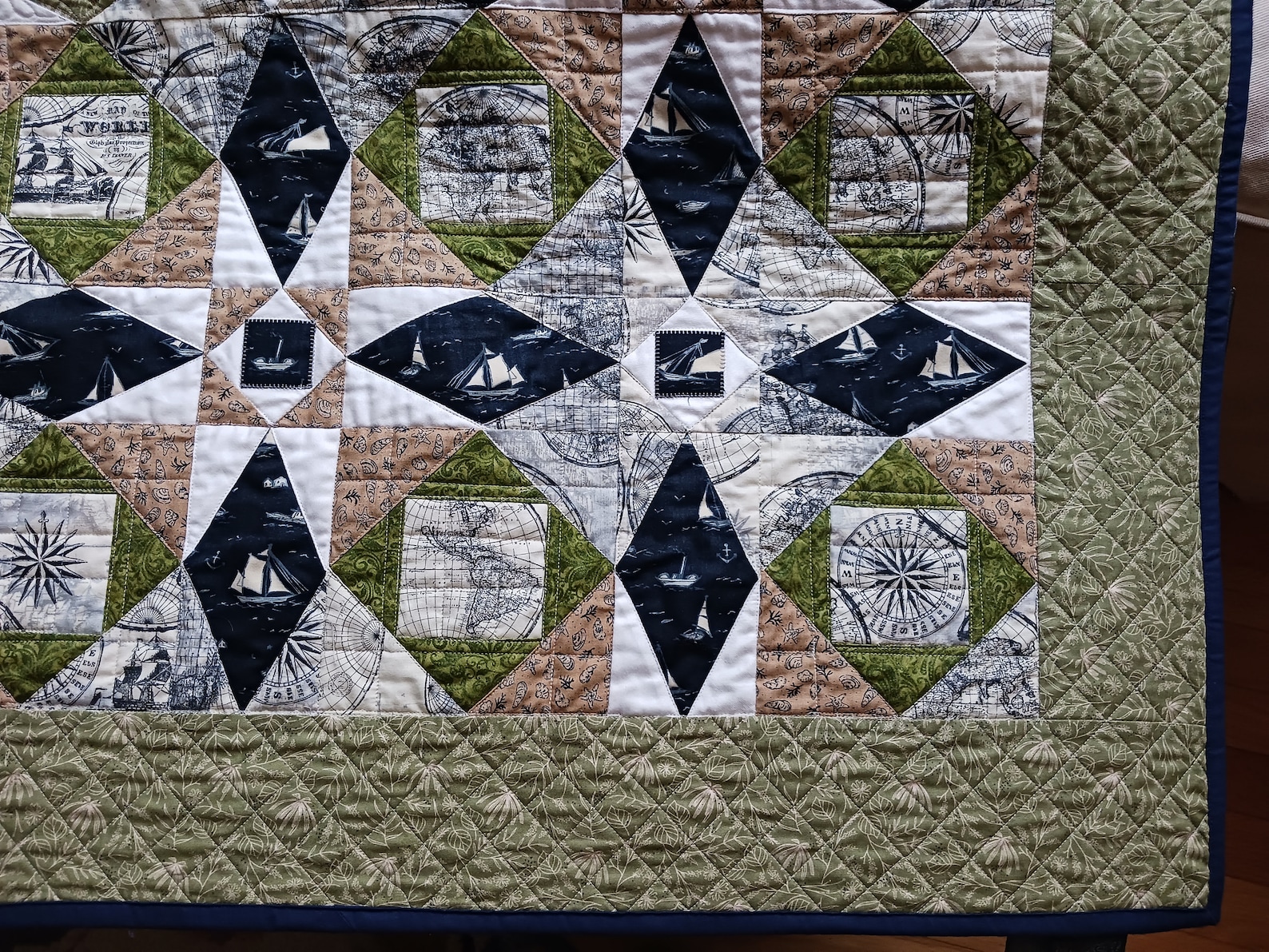 Custom Quilt "mariner" Storm at Sea Quilt With Mariner's Compass ...