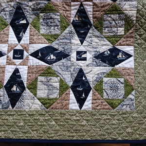 Custom Quilt "mariner" Storm at Sea Quilt With Mariner's Compass ...