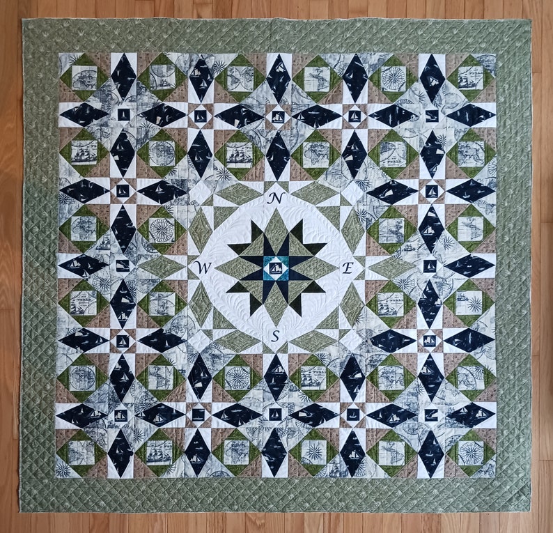 Custom Quilt "mariner" Storm at Sea Quilt With Mariner's Compass ...