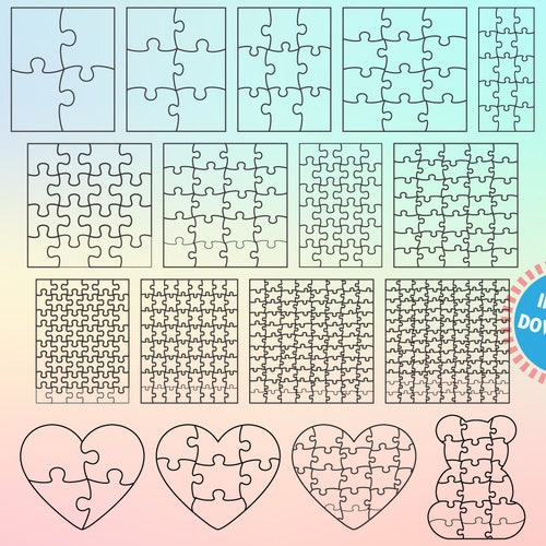 Jigsaw Puzzle Templates SVG Bear Jigsaw Puzzle Svg Heart - Etsy