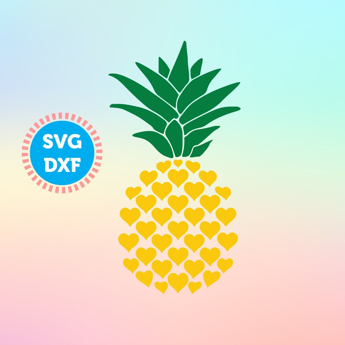 Pineapple Heart SVG DXF Files, SVG Files, Pineapple Svg, Silhouette Cut ...