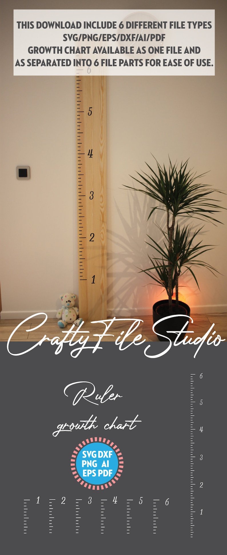 Ruler Growth Chart SVG Growth Ruler inches svg digital cut | Etsy