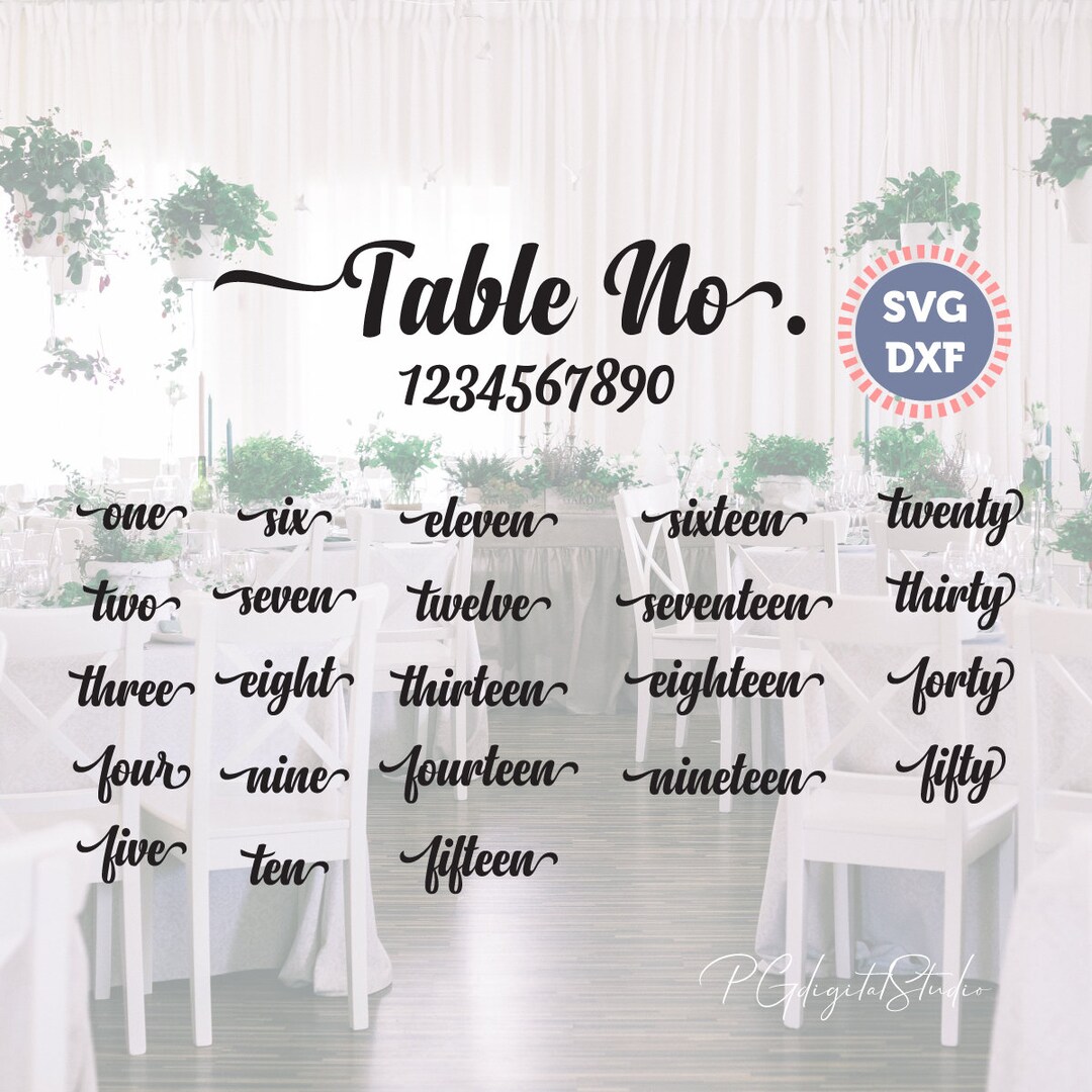 Wedding Table Numbers Svg, Wedding Svg Files, Numbers SVG File ...