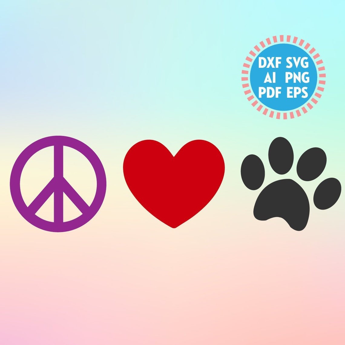 Peace Love Paw SVG, Peace Heart Paw SVG, Paw Print SVG, Paw Clip Art ...