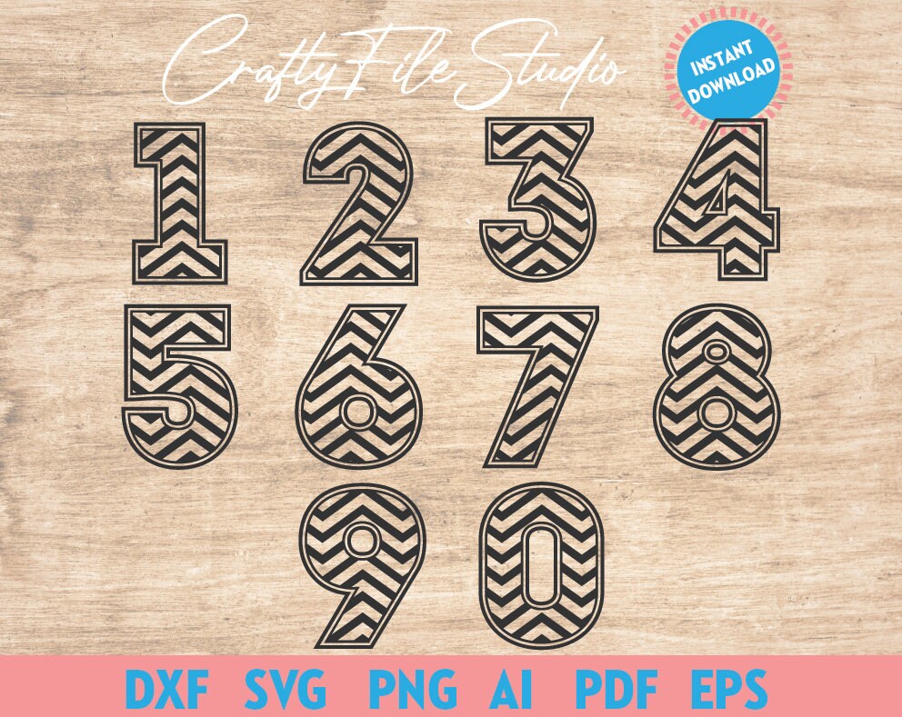 Chevron numbers SVG for Cricut and Silhuoette | Etsy