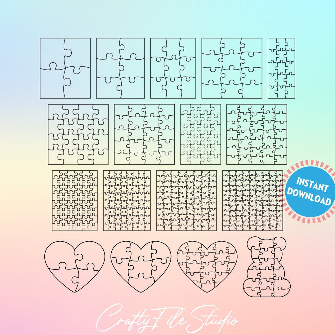 Jigsaw Puzzle Templates SVG, Bear Jigsaw Puzzle Svg, Heart Jigsaw ...