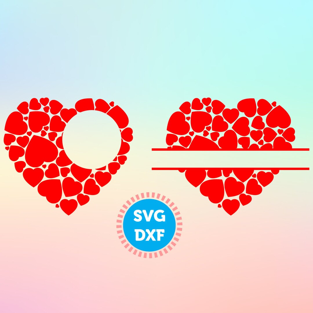 Heart Svg, Heart Monogram Frame SVG, Valentine's Day SVG, Love Hearts ...